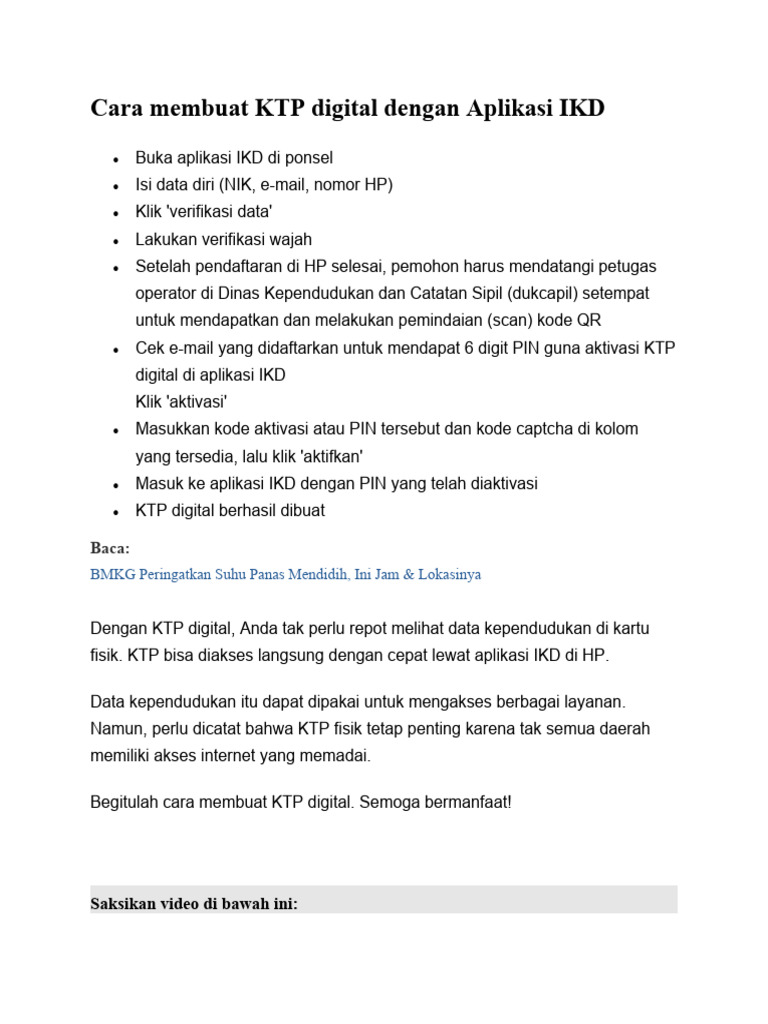 Cara Membuat KTP Digital Dengan Aplikasi IKD | PDF