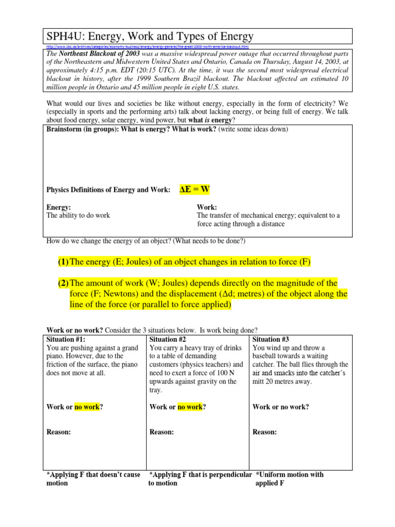Sph4u Energy Amp Momentum Unit 2 Notes 1 | PDF | Momentum | Collision