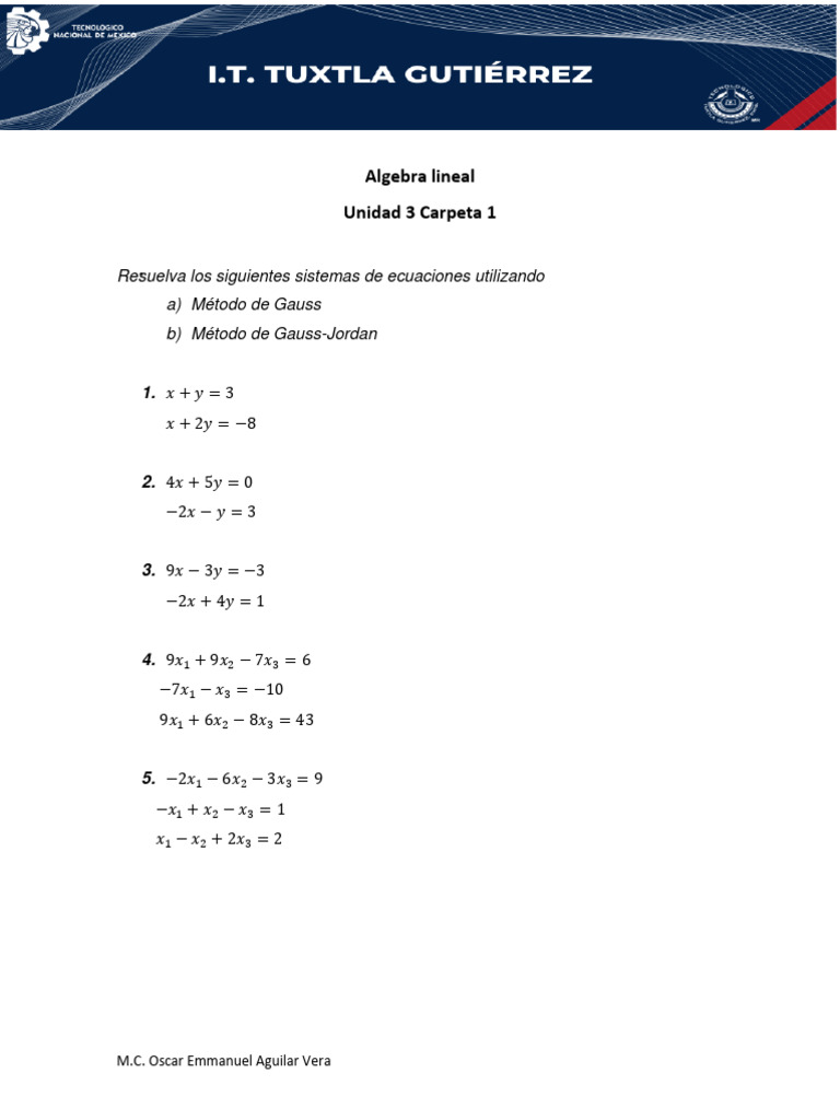 Algebra Lineal A3.1 | PDF