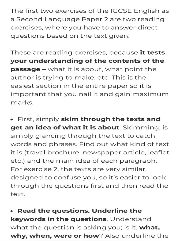 Reading & Writing Ex. 1&2 | PDF