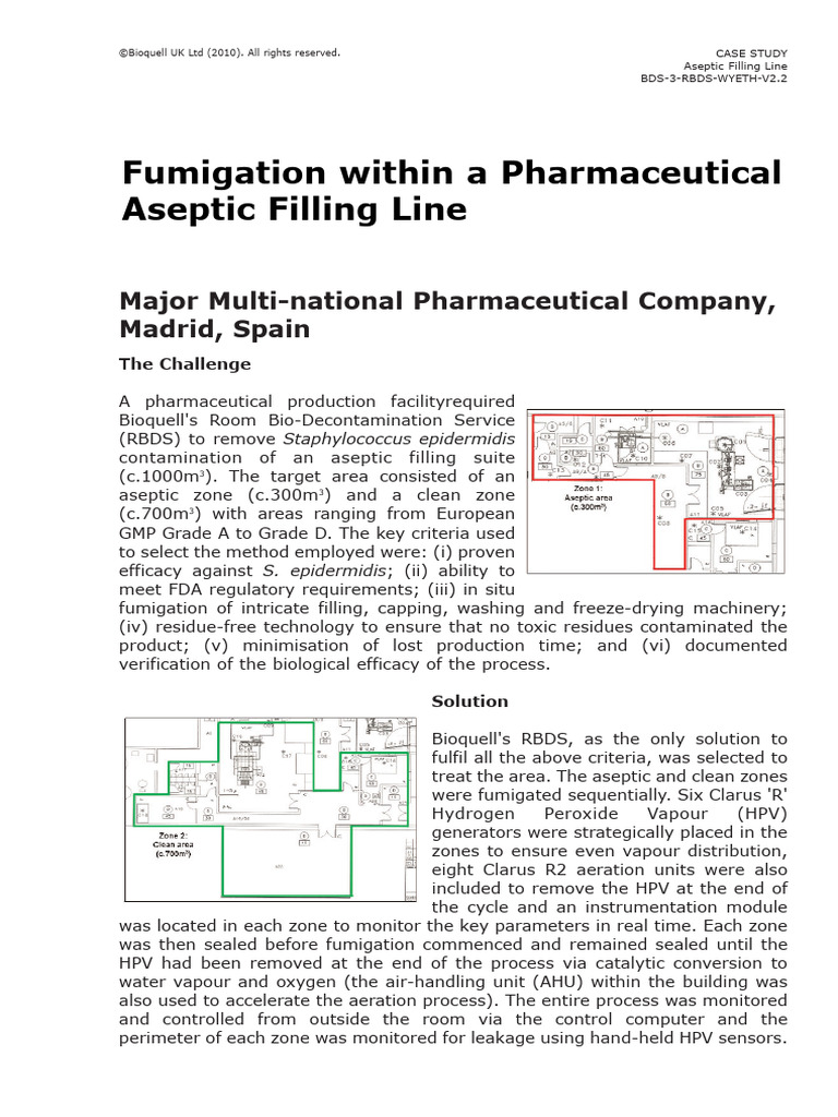 Fumigation Within A Pharmaceutical Aseptic Filling Line | PDF | Chemistry | Physical Sciences