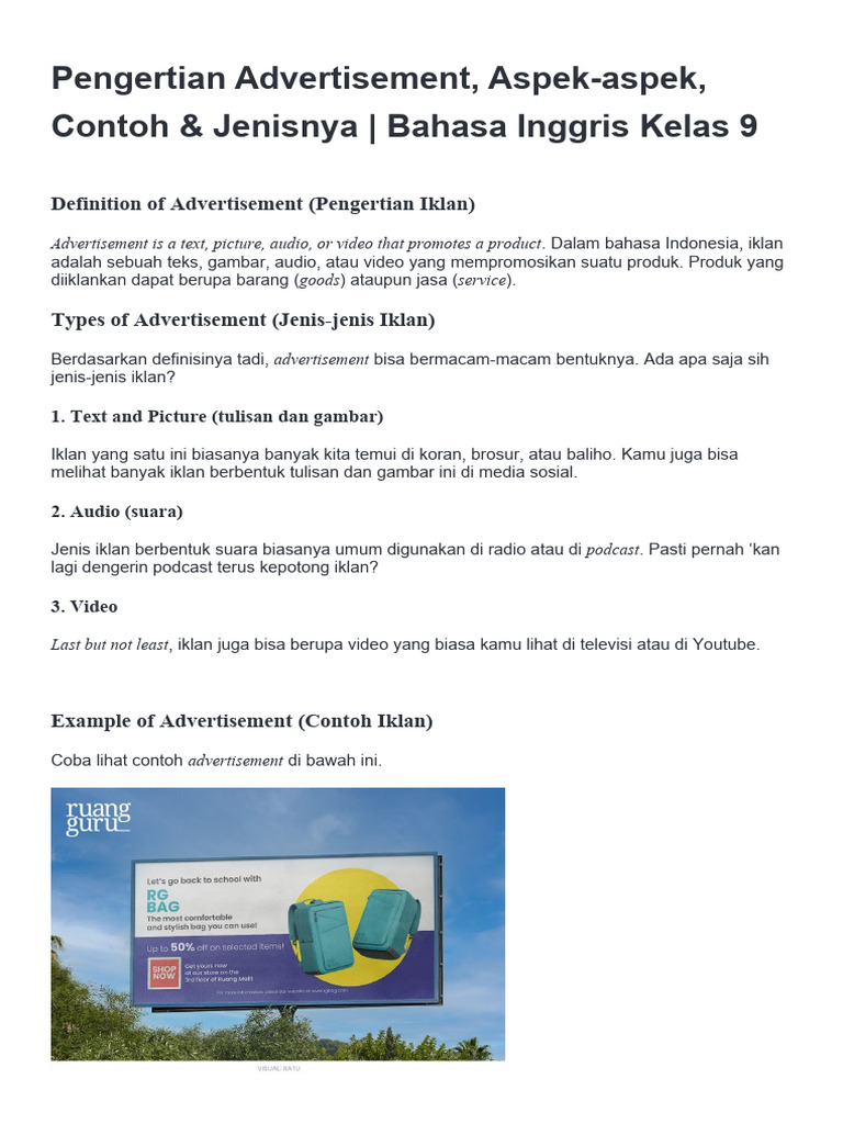 Pengertian dan Contoh Iklan Sekolah | PDF