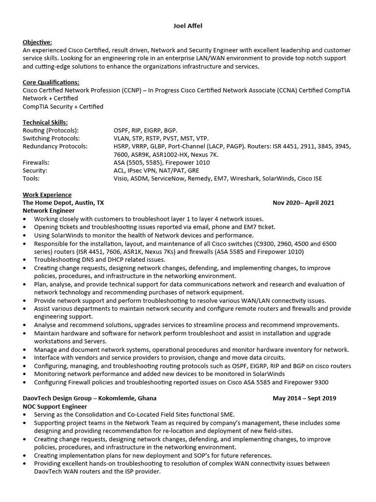 Joel Affel | PDF | Computer Network | Router (Computing)