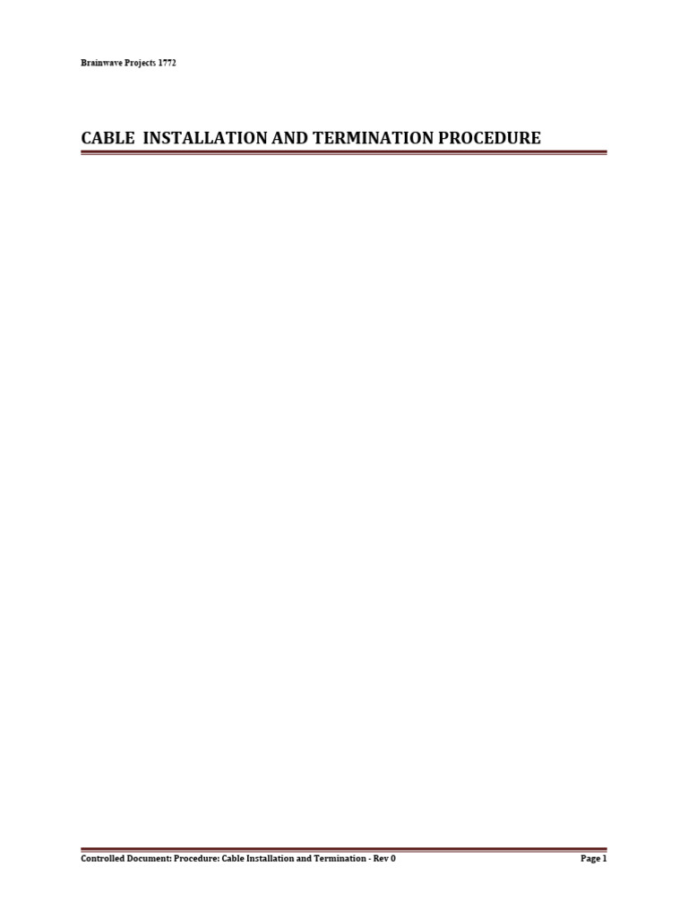 Cable Installation and Termination Procedure-Subs | PDF | Electrical ...
