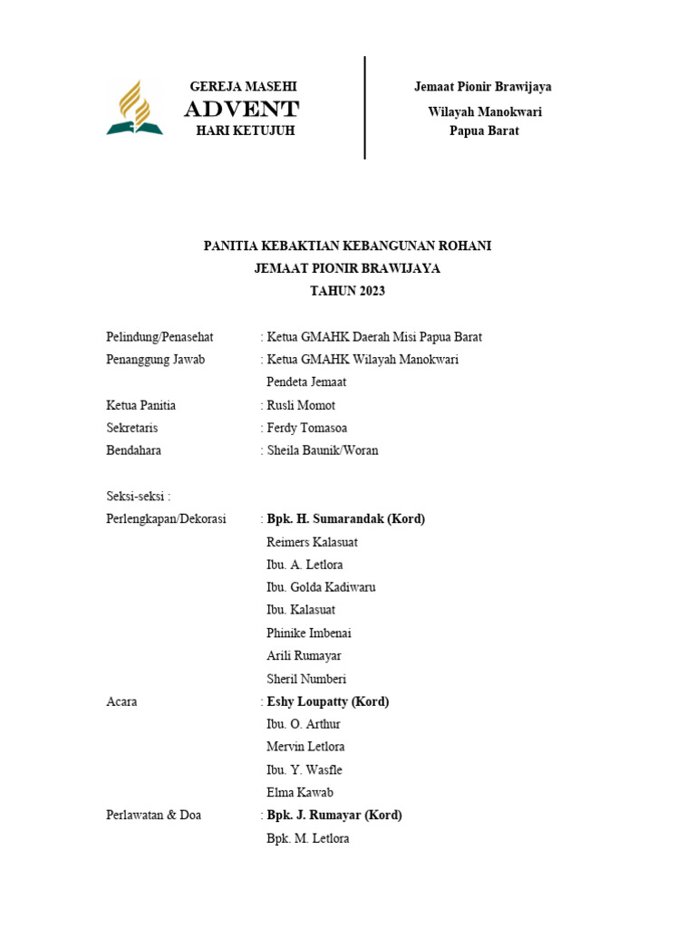 Panitia KKR 2023 | PDF