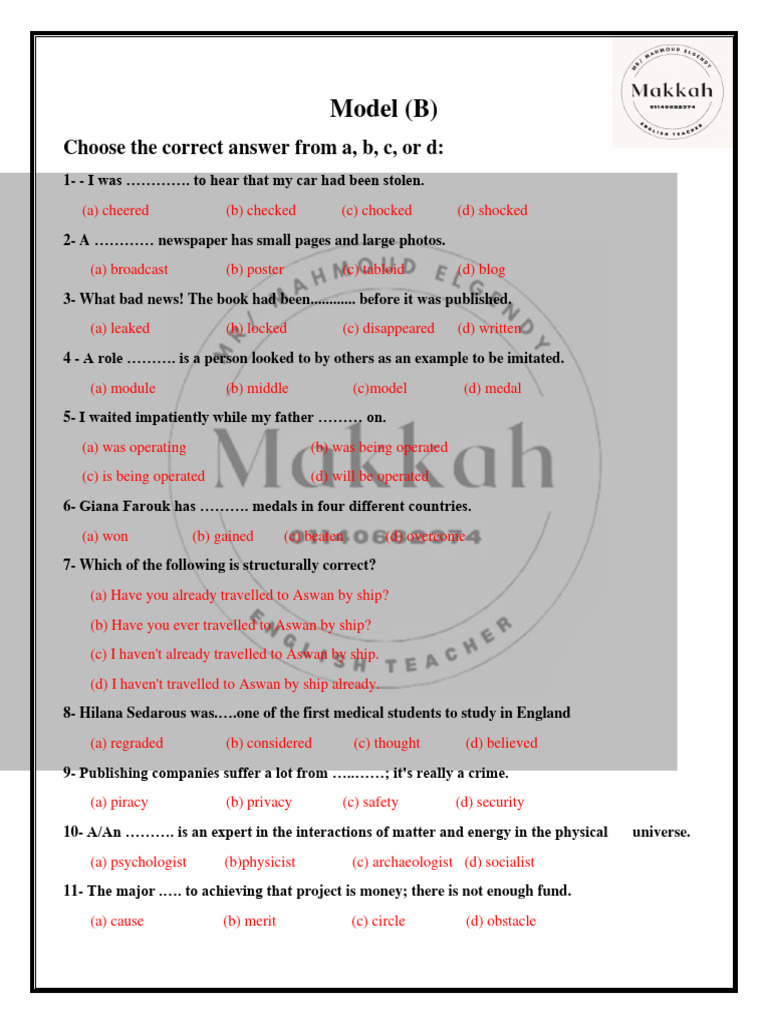 Exam1 (B) | PDF | Young Adult