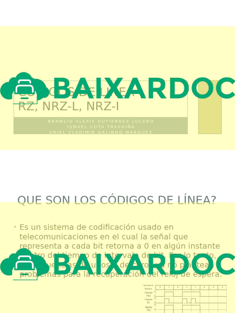 Codigos de Linea RZNRZ L NRZ I | PDF | Transmisión de datos | Electricidad