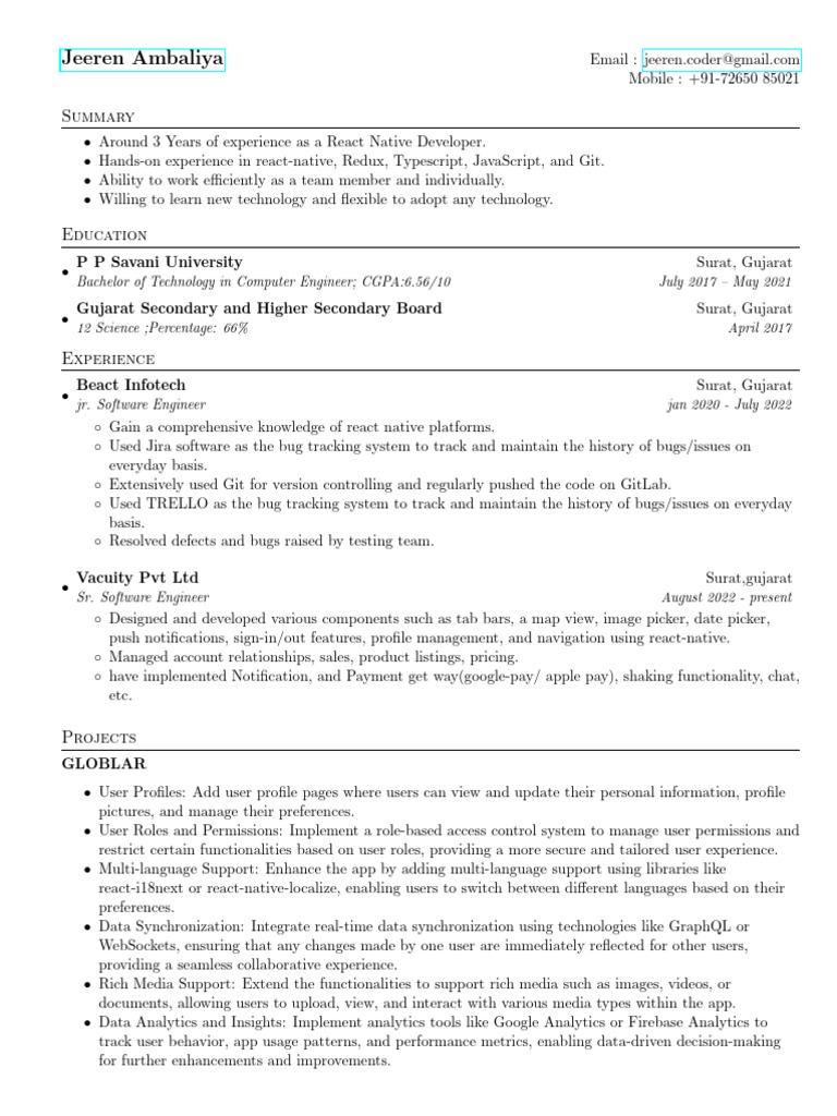 Resume Jeeren Ambaliya | PDF | Social Media | Popular Culture & Media ...