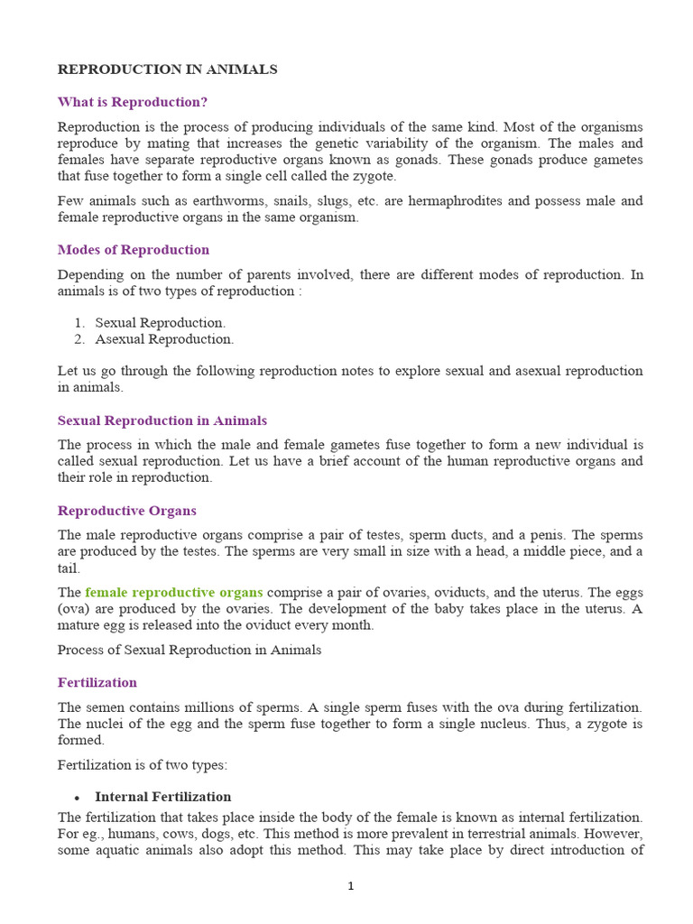 Reproduction in Animals | PDF | Sexual Reproduction | Reproduction