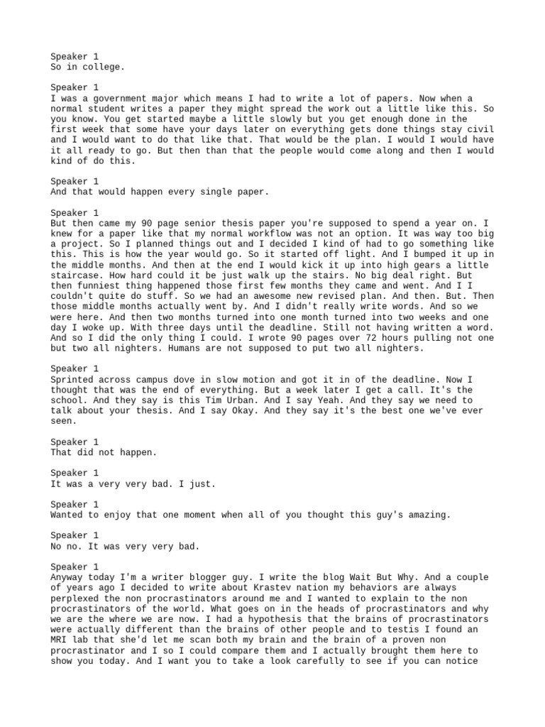 (Demo Transcription) TED Talk 2 | PDF | Procrastination | Professional Skills