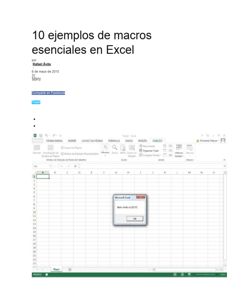 10 Ejemplos de Macros Esenciales en Excel | Descargar gratis PDF | Microsoft Excel | Macro ...