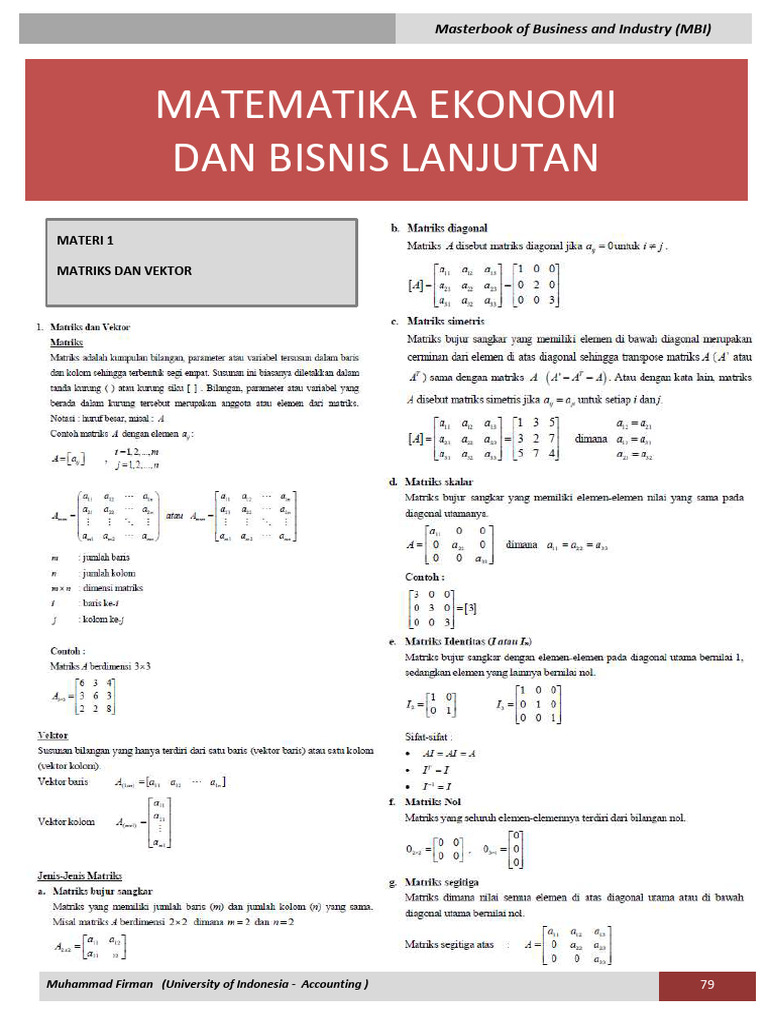 Matematika Ekonomi Dan Bisnis Lanjutan | PDF