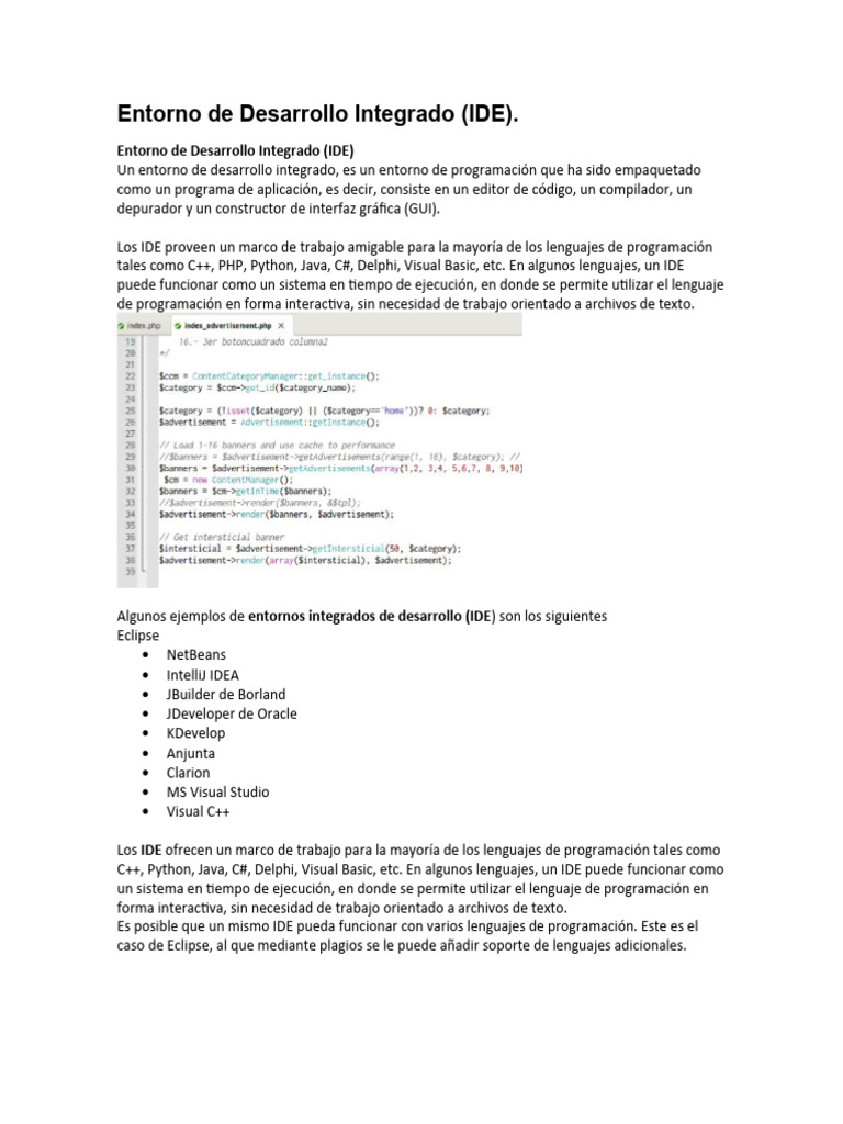 Entorno de Desarrollo Integrado | PDF | Entorno de desarrollo integrado ...