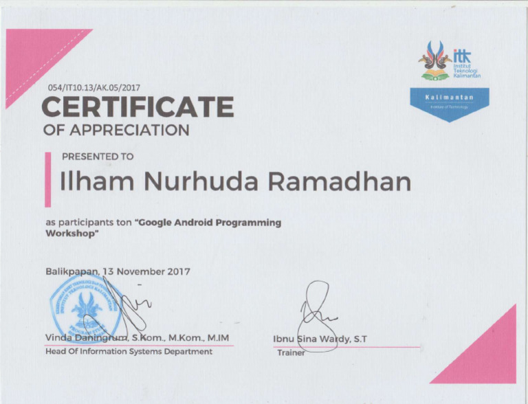 Android Workshop Certificate | PDF