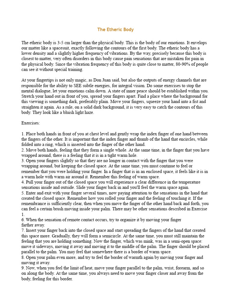 The Etheric Body | PDF | Hand | Finger