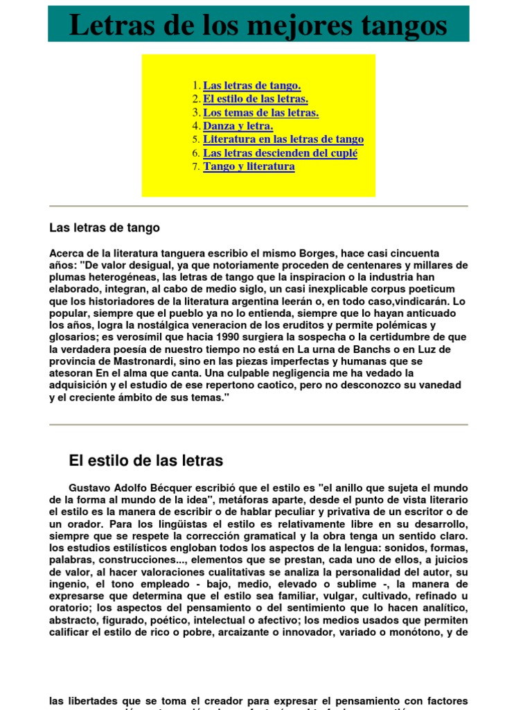 Letras de Los Mejores Tangos | PDF | Musica Tango | Lengua española