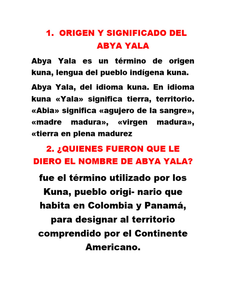 Origen y Significado Del Abya Yala | PDF | Américas | Pueblos Indígenas de las Américas