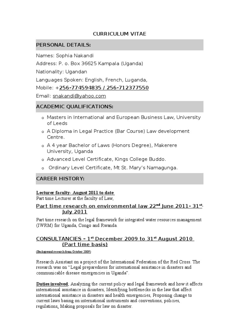 CV | PDF | Employment | Uganda