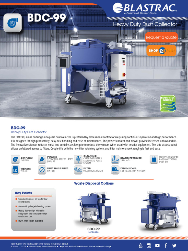 BDC-99 Dust Collector | PDF | Vacuum Cleaner | Mechanical Engineering