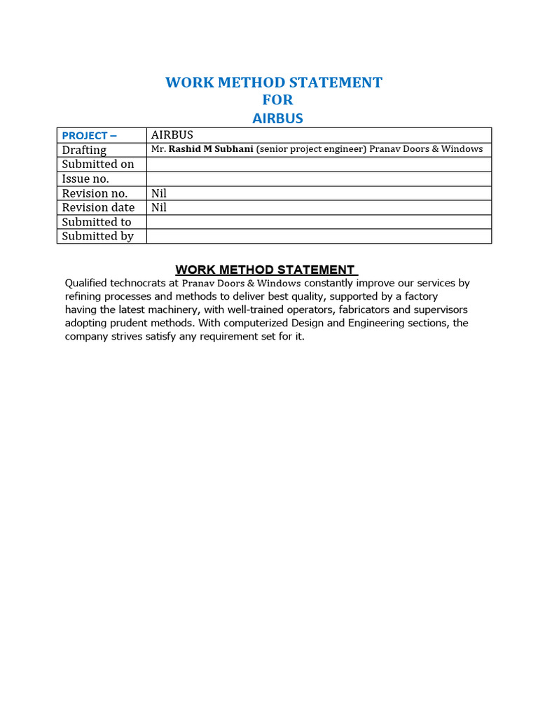 Work Method Statement Pranav | PDF | Scaffolding | Specification ...