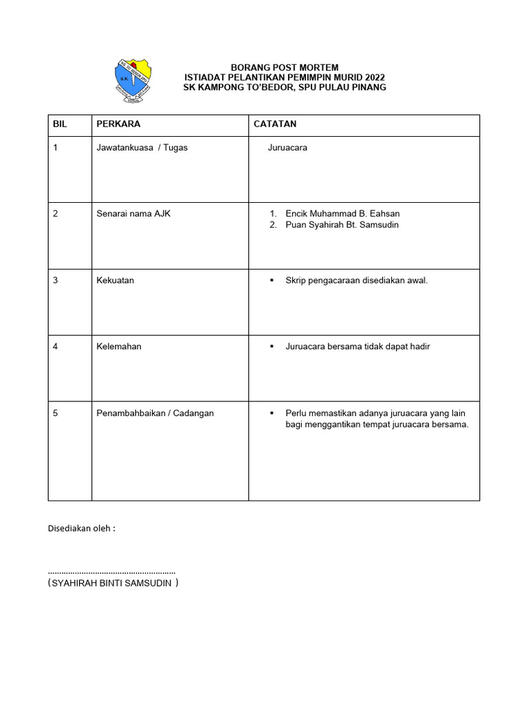 Laporan Penilaian Program Ajk Pelaksana | PDF