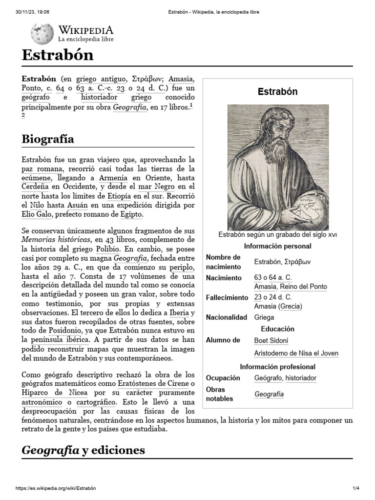 Estrabón - Wikipedia, La Enciclopedia Libre | PDF | Antiguedad clasica | Europa antigua
