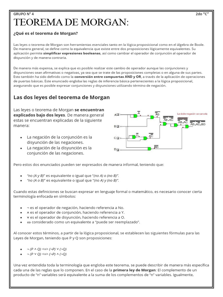Teorema de Morgan | PDF | Proposición | Teorema
