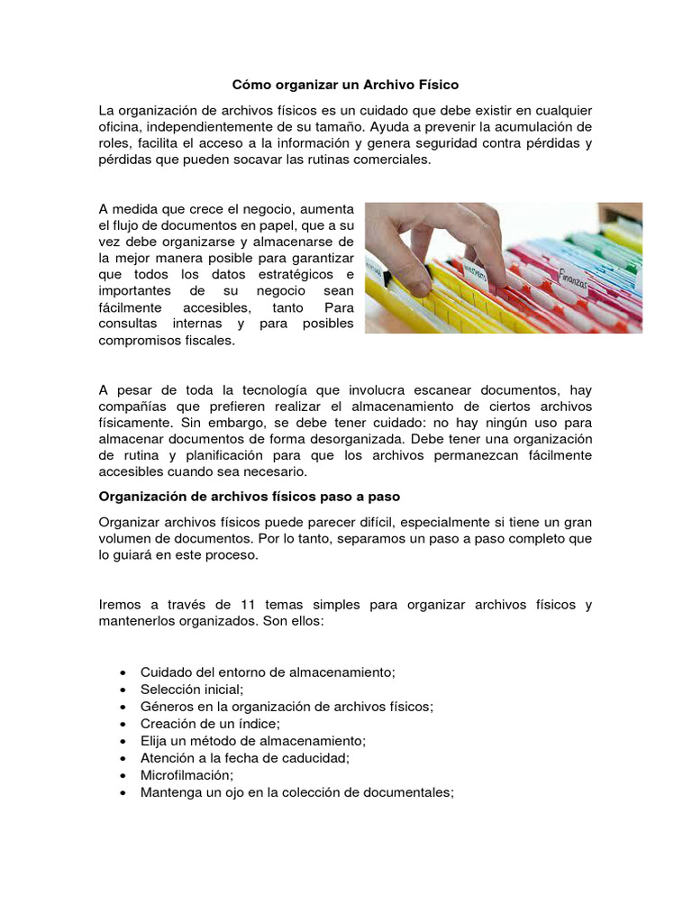 Cómo Organizar Un Archivo Físico | PDF