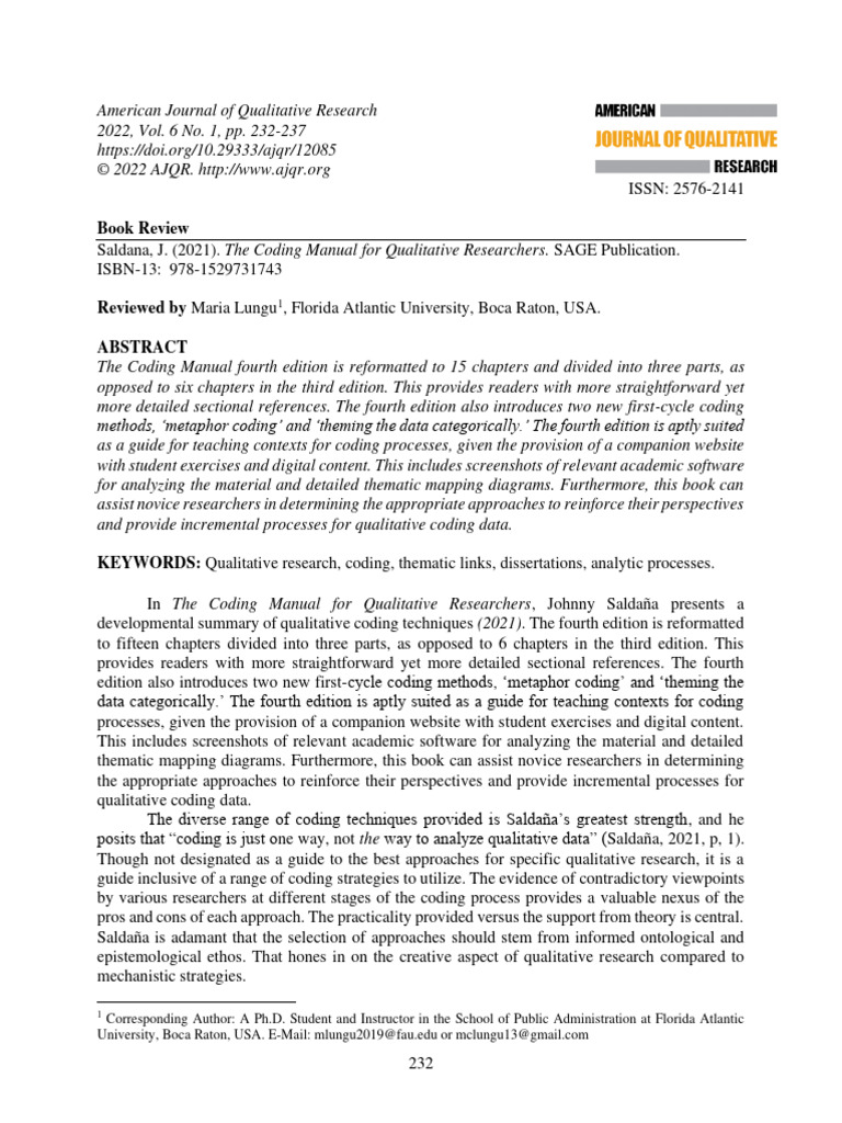 The Coding Manual For Qualitative Resear | PDF | Qualitative Research ...