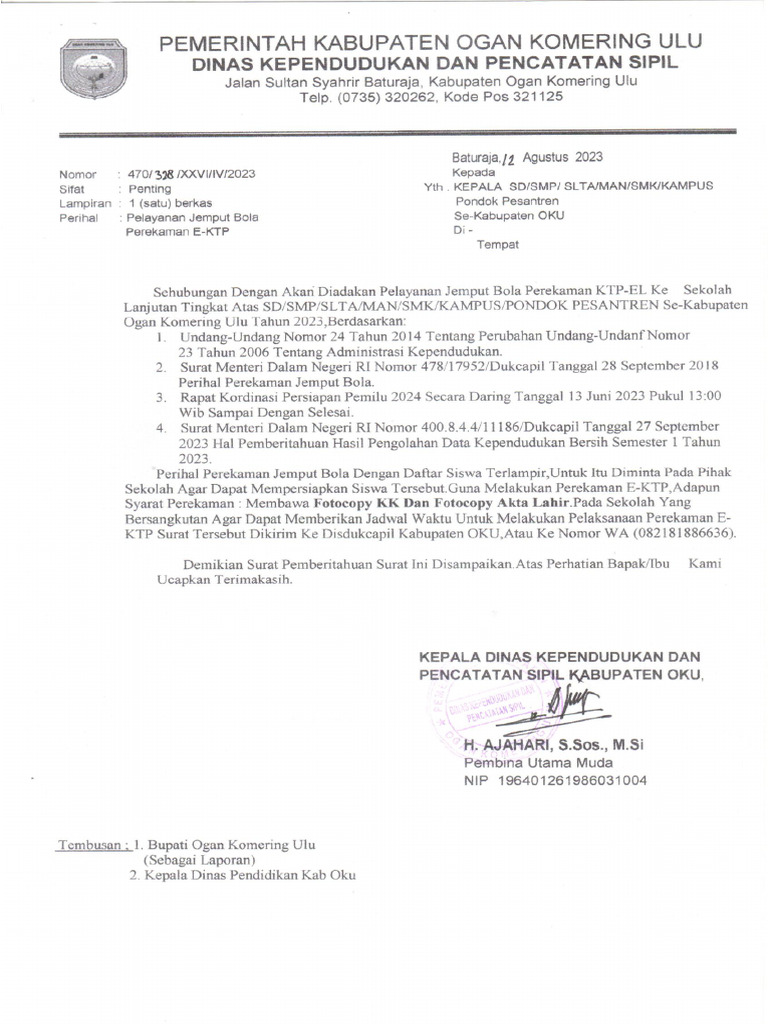 Surat Pengantar Capil OKU | PDF