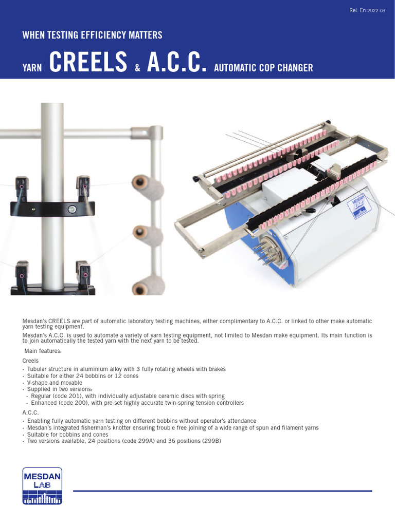 Creels 200-201 ACC 299A-B EN 2022-03 | PDF | Yarn | Knitting