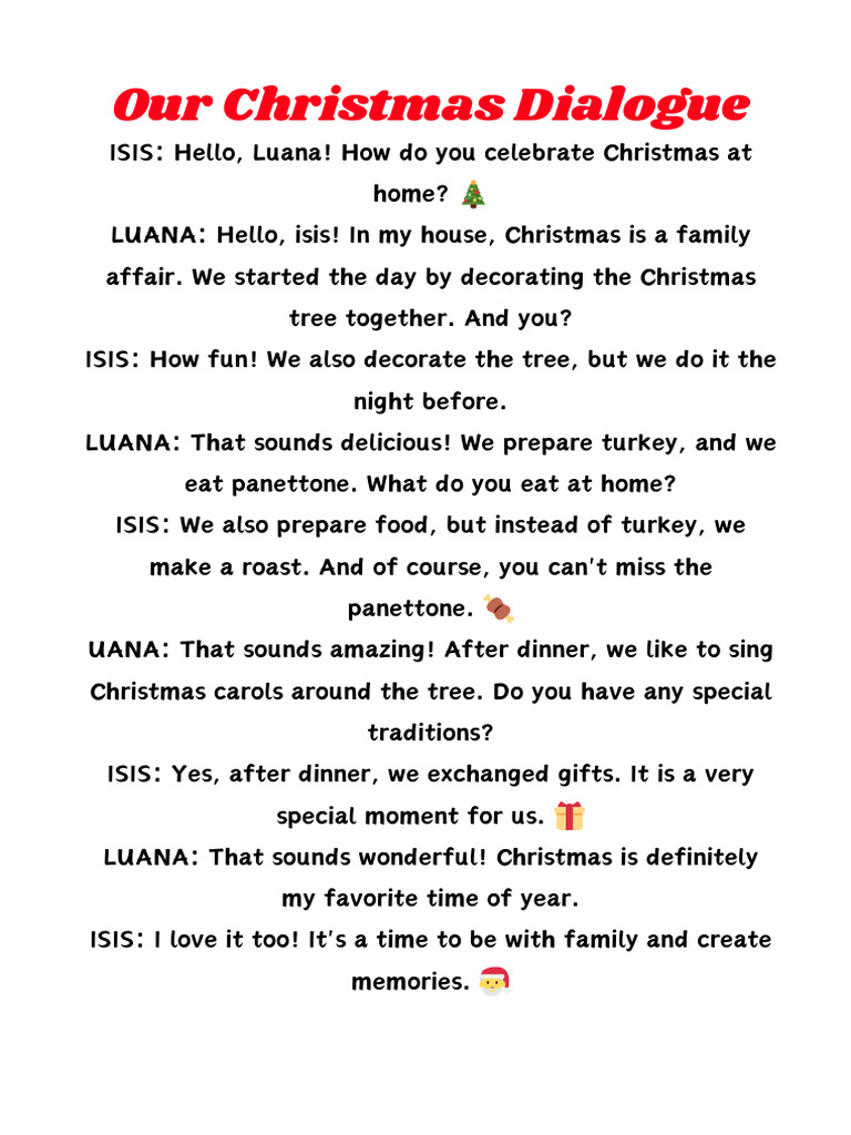 Our Christmas Dialogue | PDF | Cooking, Food & Wine | Religion ...