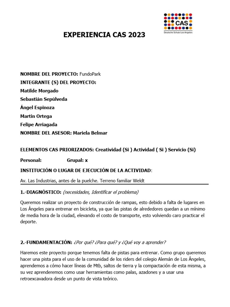 Formulario Proyecto Cas 2023 | PDF