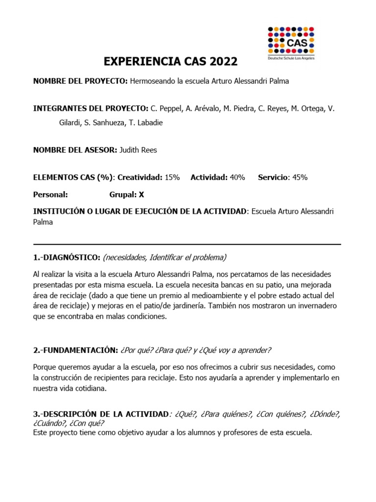 Formulario Proyecto Grupal Cas 2022 | PDF | Negocios | Arte