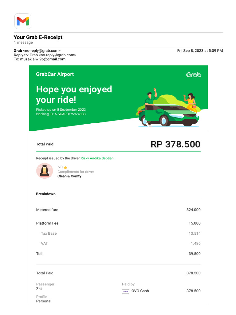Your Grab E-Receipt Details | PDF