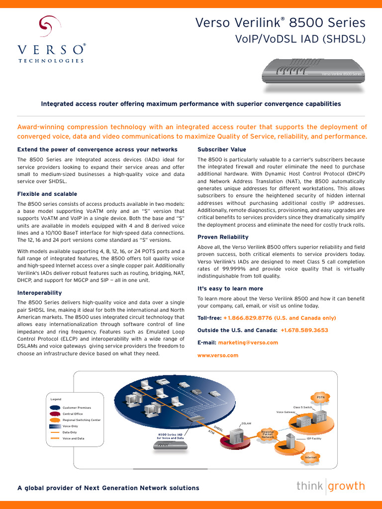 Verilink 8500 Brochure | PDF | Voice Over Ip | Trademark