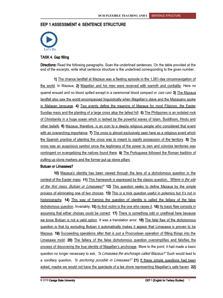 EEP1 ASSESSMENT 4 (Word) | PDF