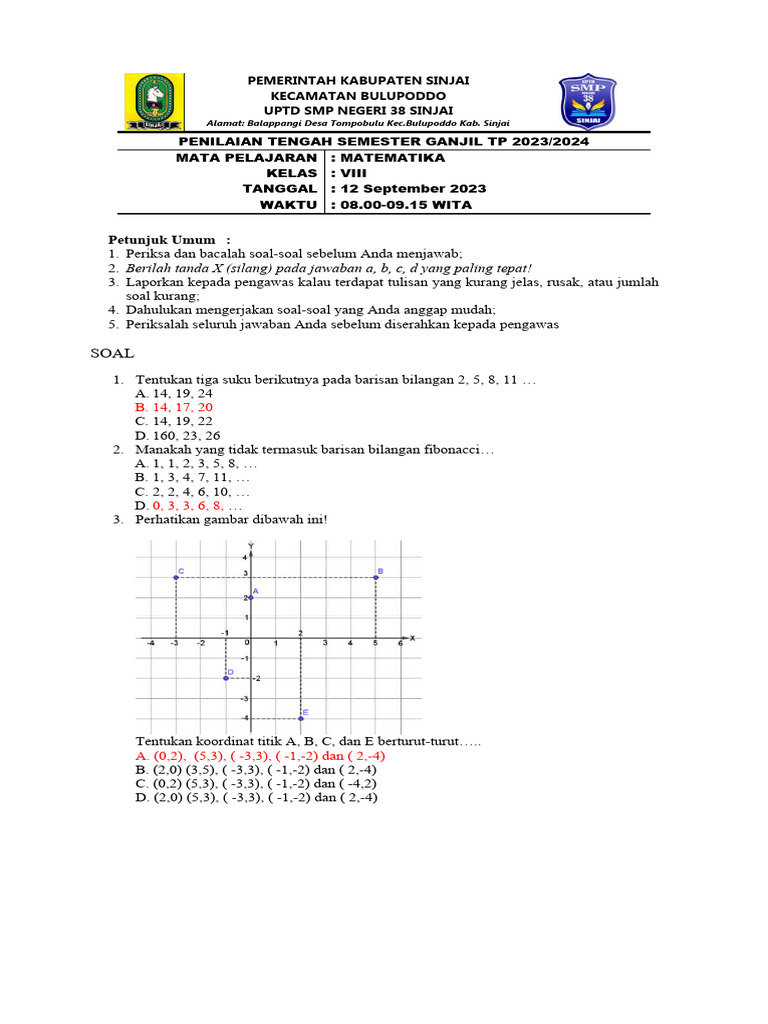 Soal Pts Kls 8 2023 | PDF