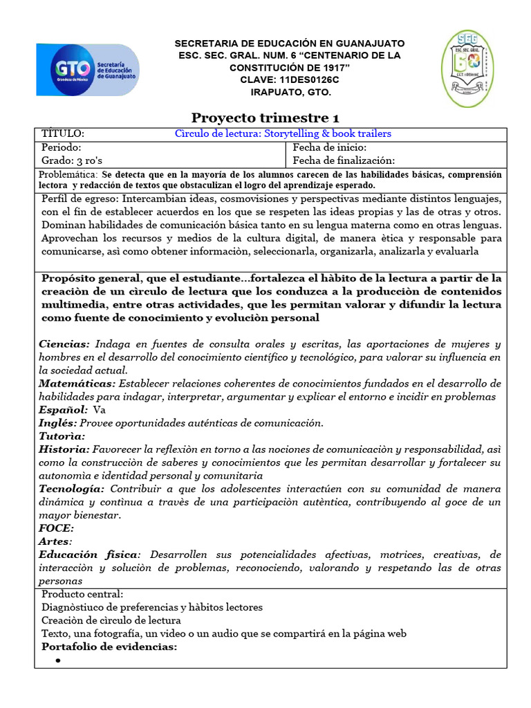 Proyecto Tercer Grado (1) L | PDF | Aprendizaje | Comunicación