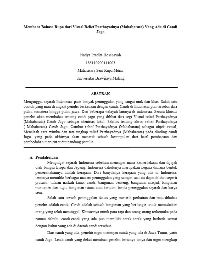 Artikel Bahasa Rupa Tentang Membaca Relief Candi Jago | PDF | Ilmu Sosial | Agama & Spiritualitas