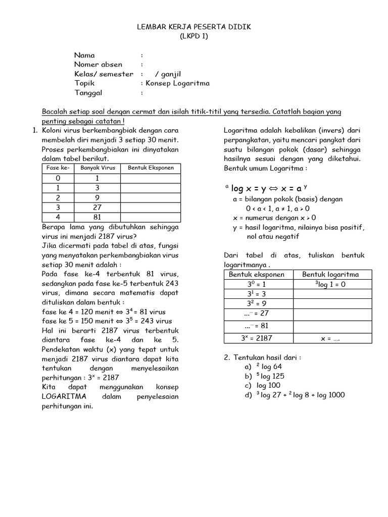 LKPD Logaritma | PDF