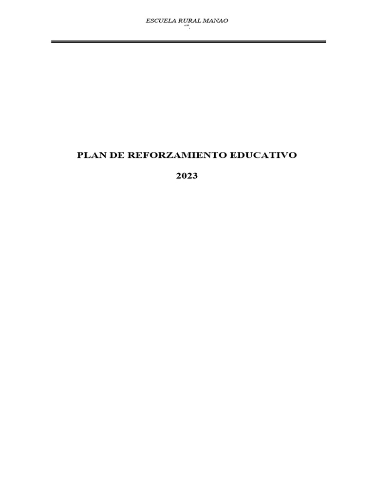 Plan De Reforzamiento Educativo Pdf Aprendizaje Maestros