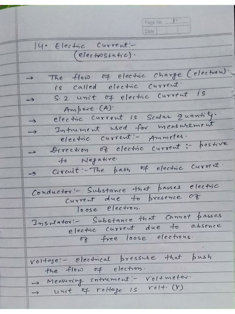 Electric Current Note 8 | PDF