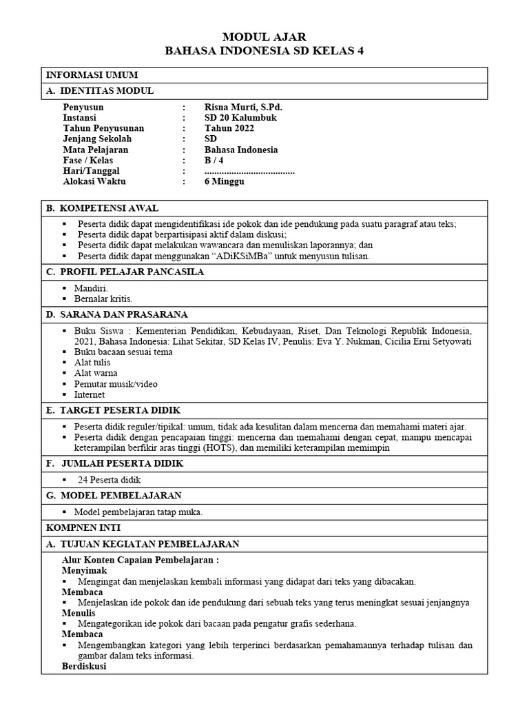 Modul BI TENTANG IDE POKOK | PDF