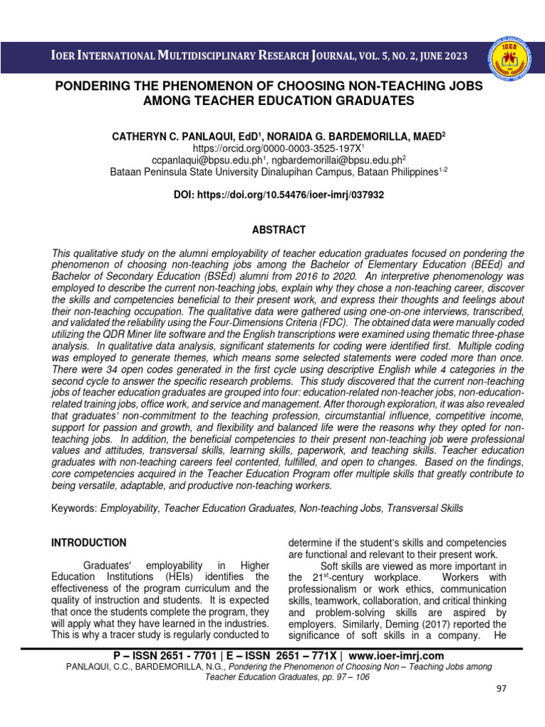 Non-Teaching Careers of Education Graduates | PDF | Teachers | Teacher ...