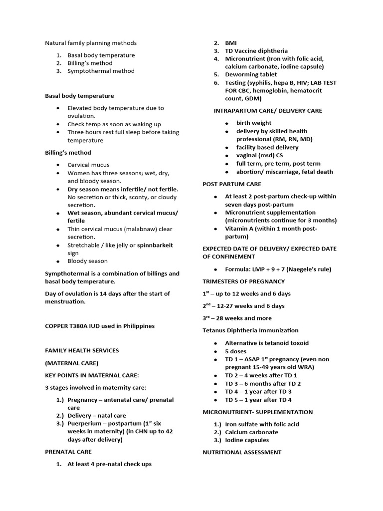 Notes For CHN | PDF | Pregnancy | Prenatal Development