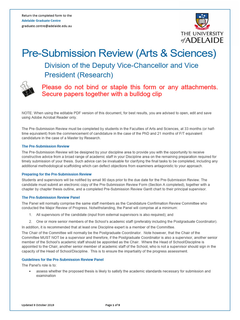 Pre Submission Review - 0 | PDF | Thesis