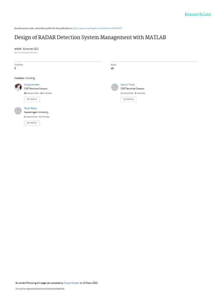 Design of RADAR Detection System Management With M | Download Free PDF ...