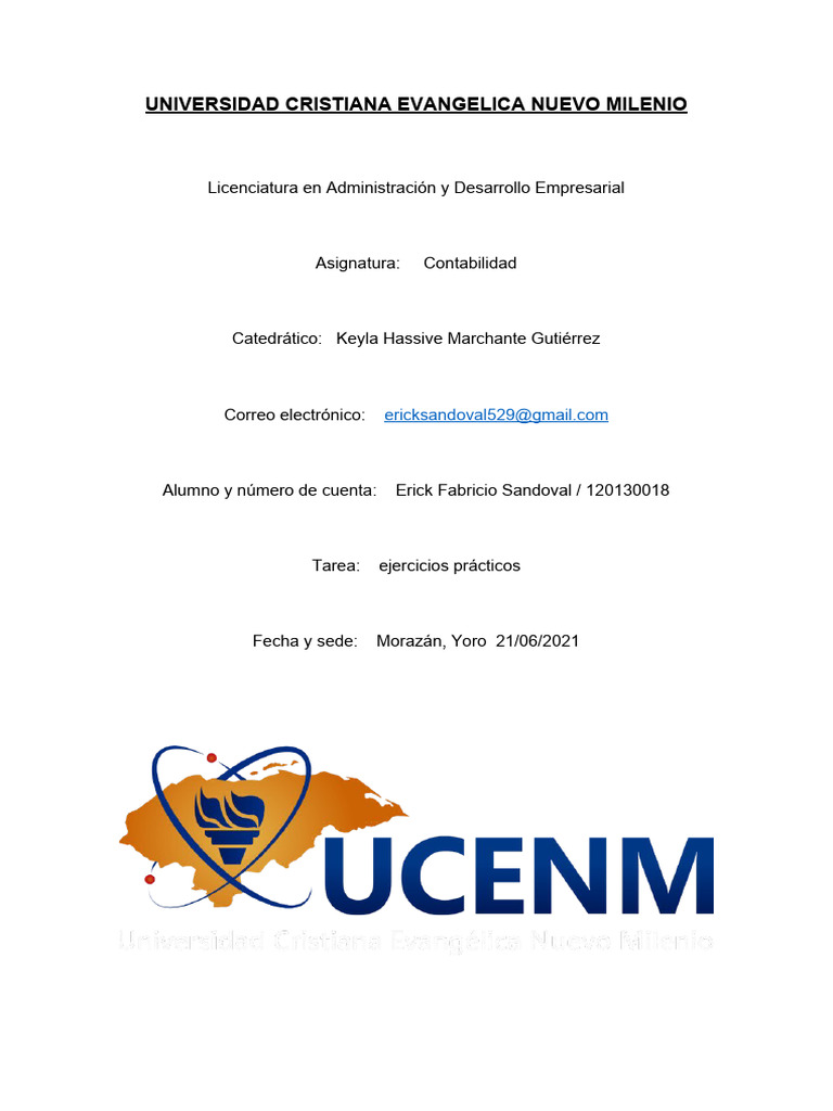 Erick Sandoval Ejercicios De Contabilidad Pdf Contabilidad Estado