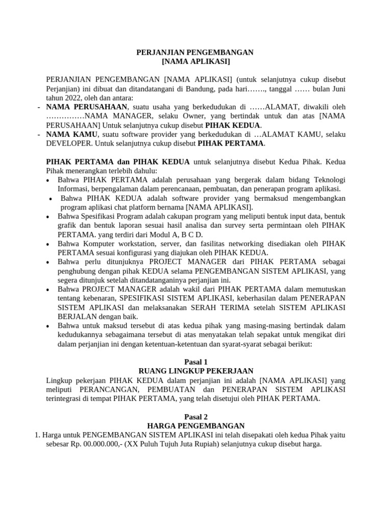 Perjanjian Pengembangan | PDF Perjanjian Pengembangan | PDF